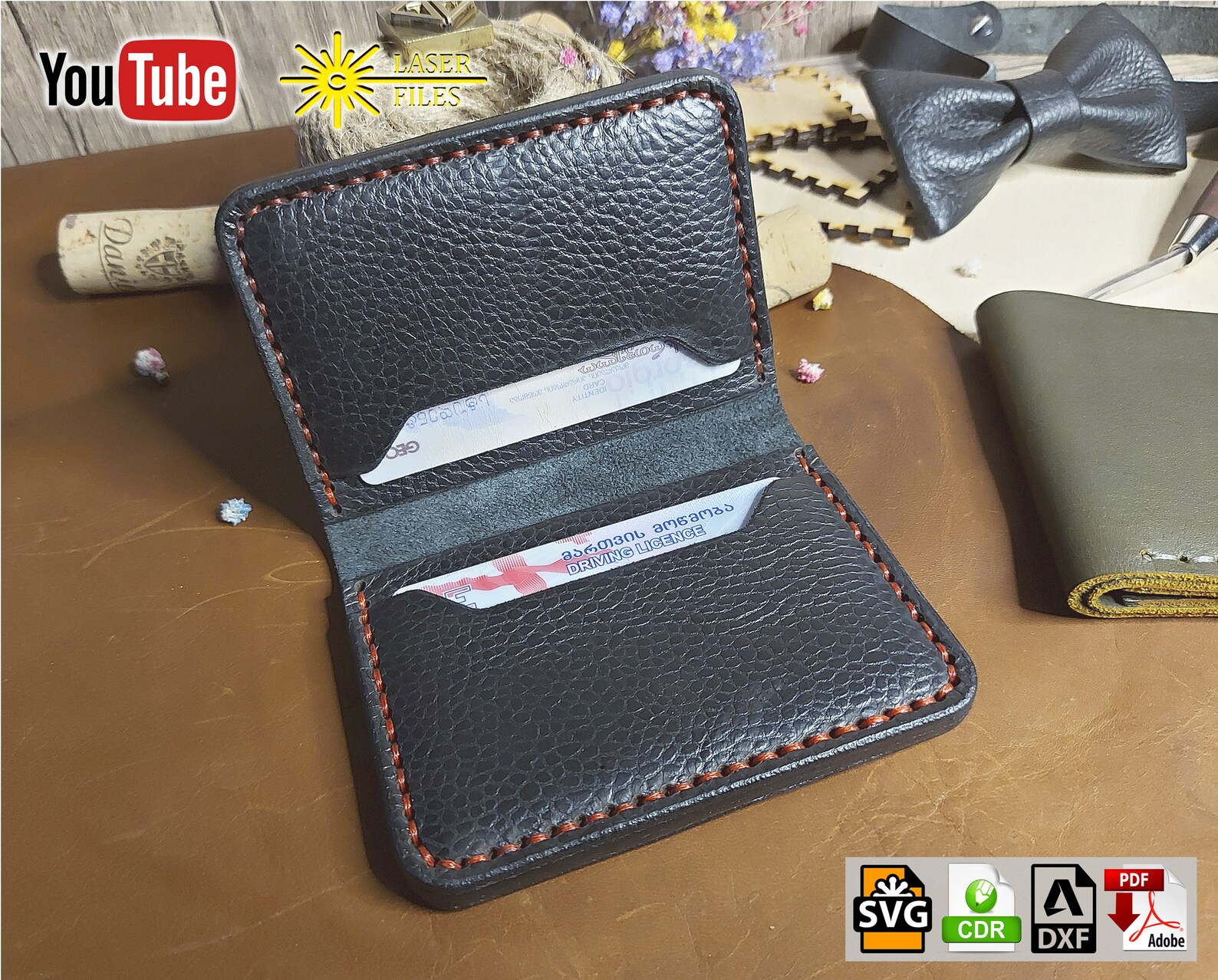 Leather Wallet Pattern SVG PDF DXF Cdr Wallet Pattern Pdf - Etsy