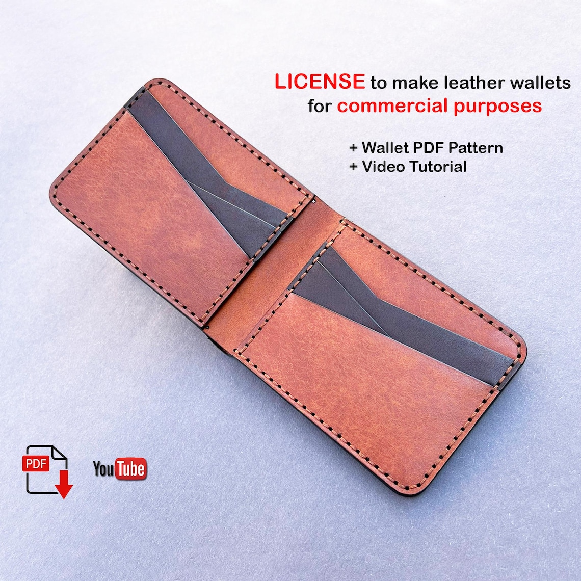 Wallet Pattern With LICENSE to Make Leather Wallets for Commercial ...