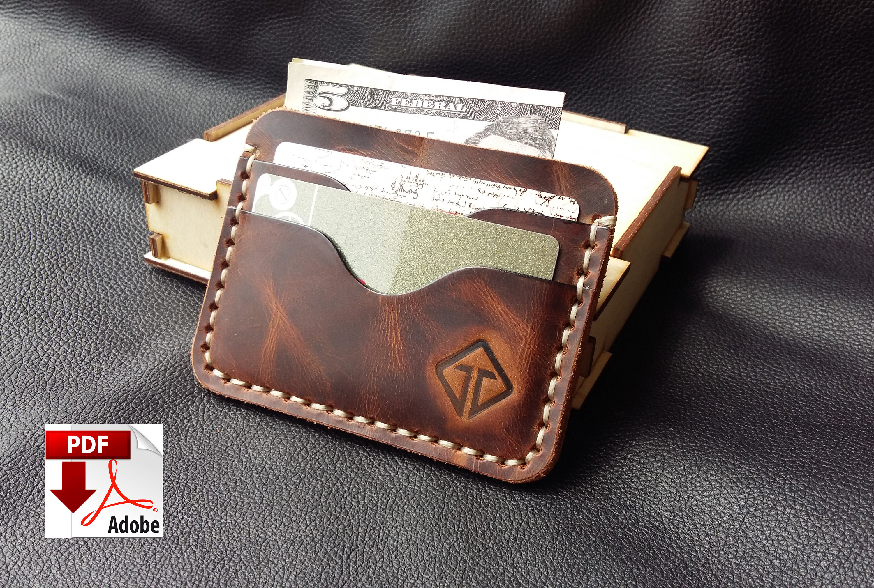 Leather Card Holder PDF Pattern Minimalist Card Holder | Etsy