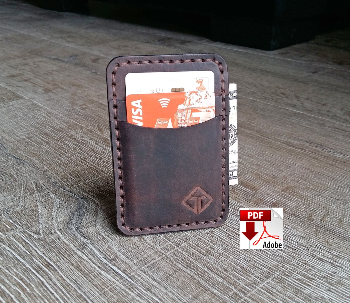 Leather Card Holder PDF Pattern Minimalist Card Holder - Etsy