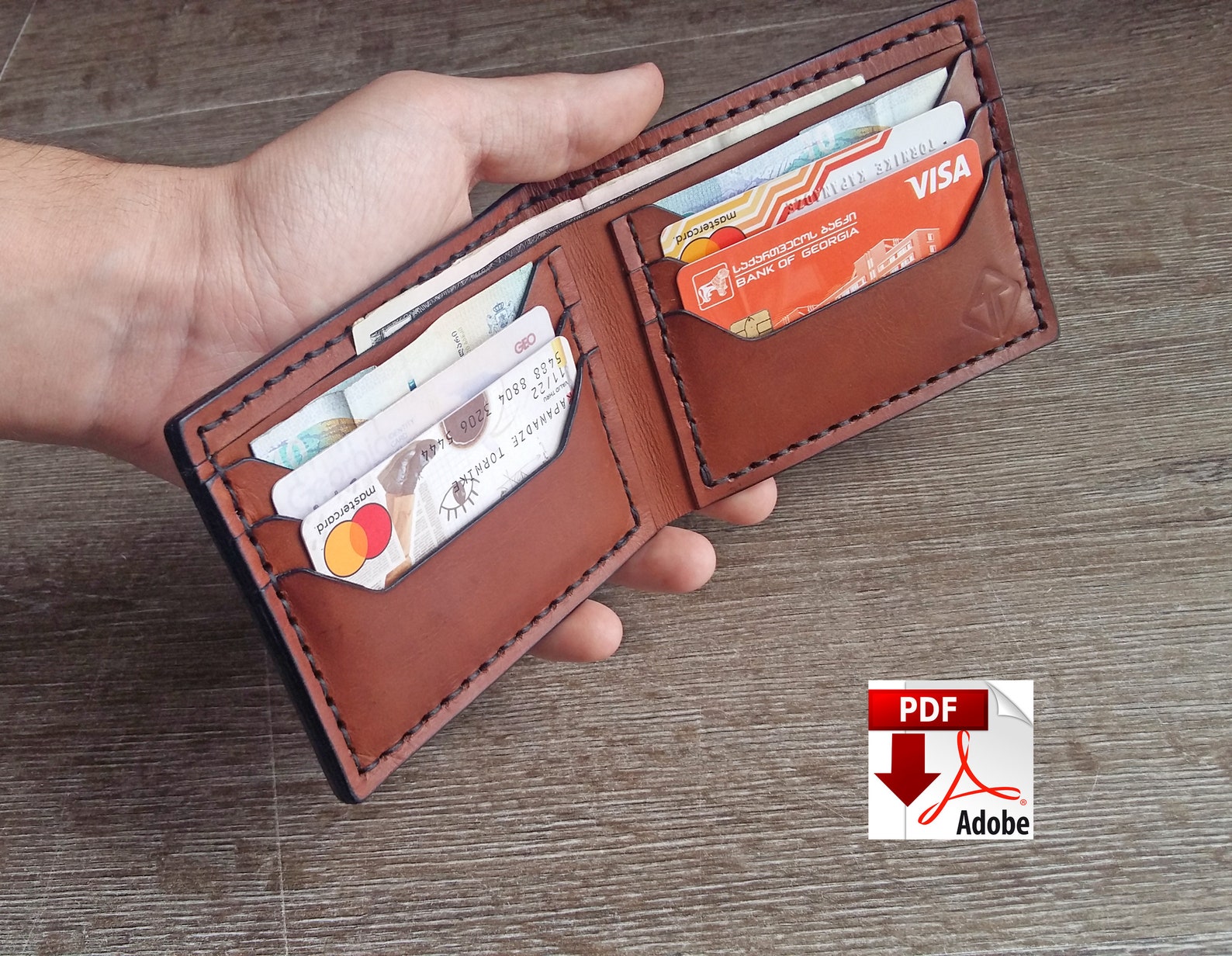 Diy Pdf Leather Wallet Bifold Wallet Pattern Pdf Pattern leather Wallet ...