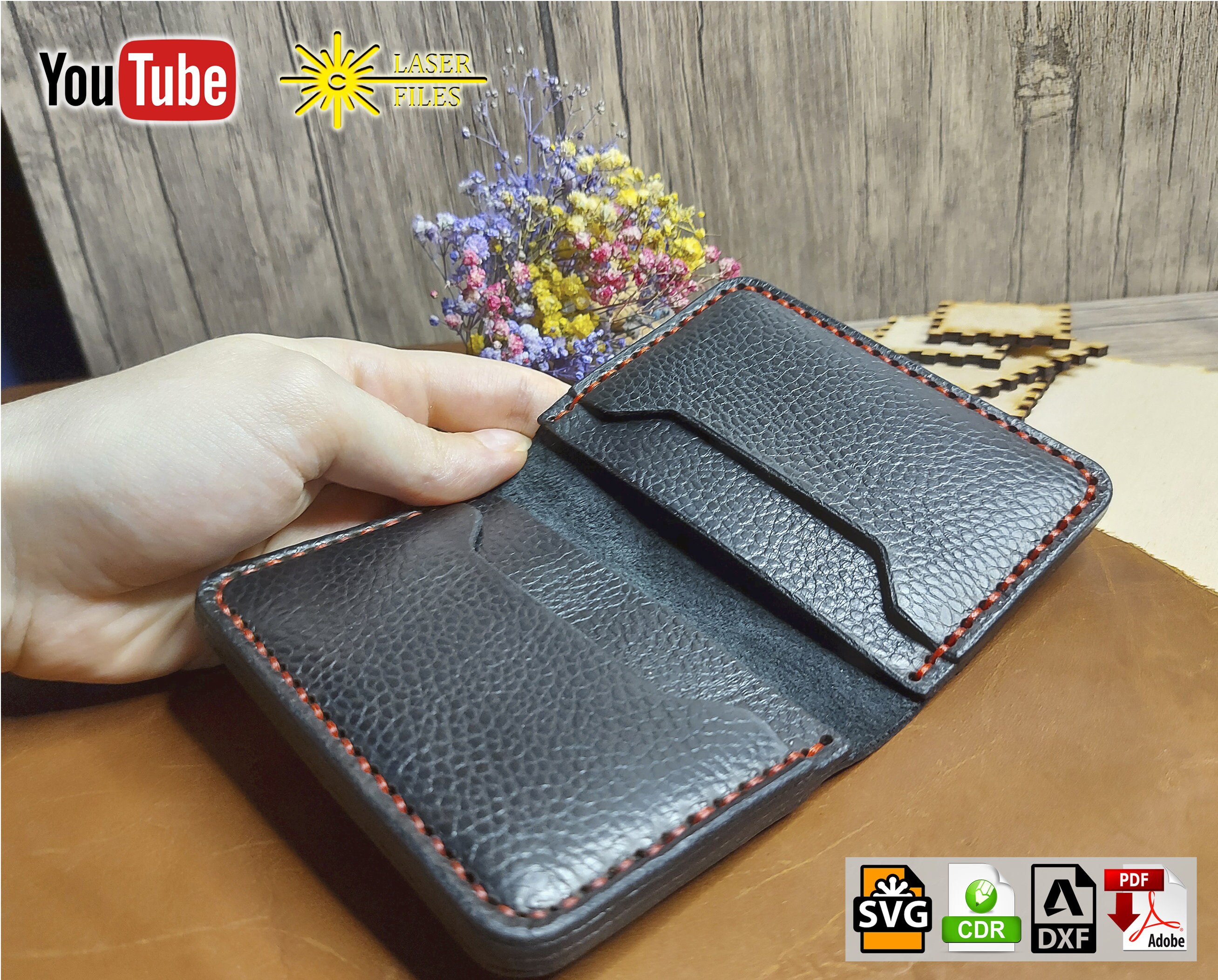 Leather Wallet Pattern SVG PDF DXF Cdr Wallet Pattern Pdf | Etsy