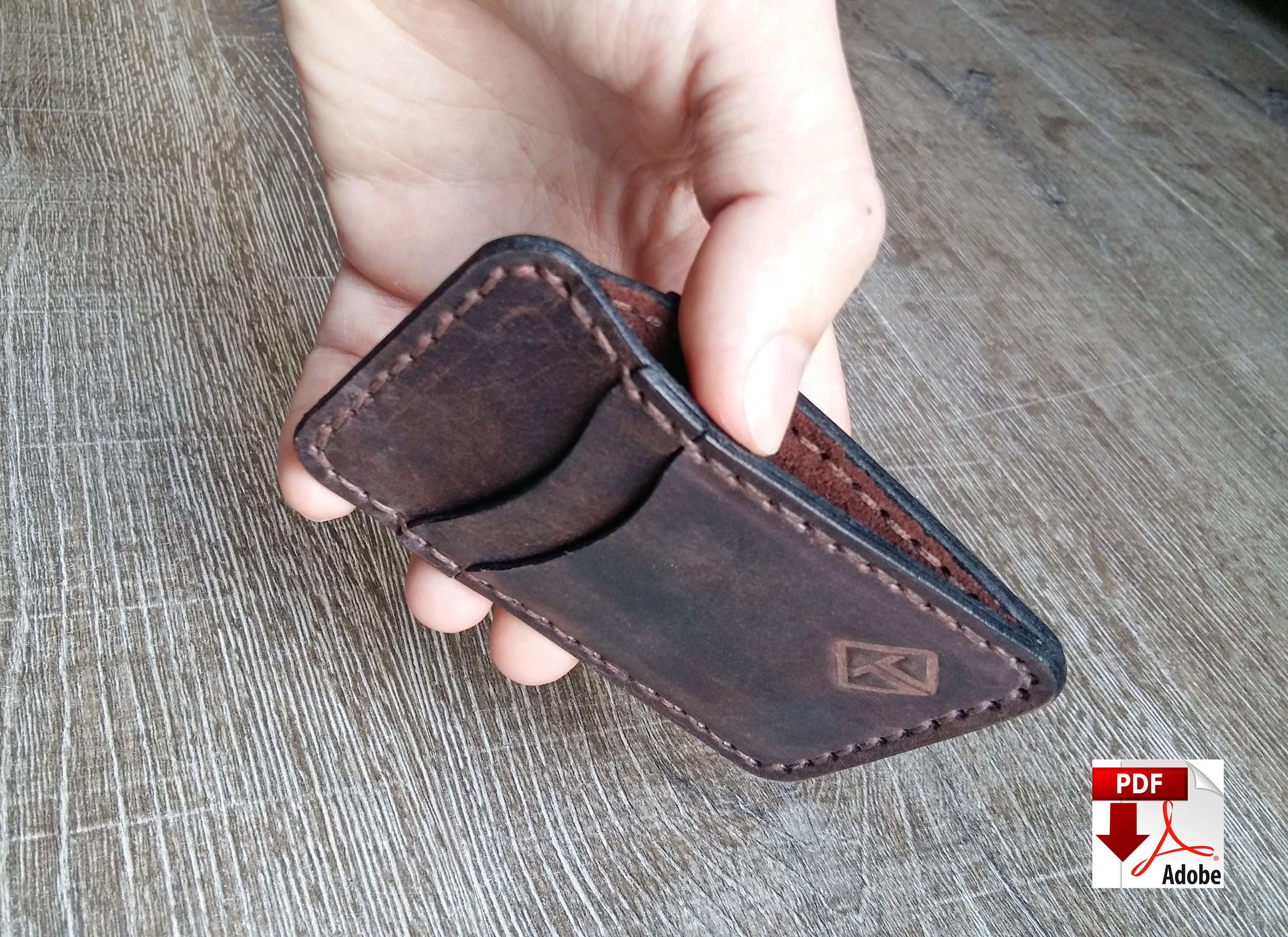 Leather Card Holder PDF Pattern Minimalist Card Holder | Etsy