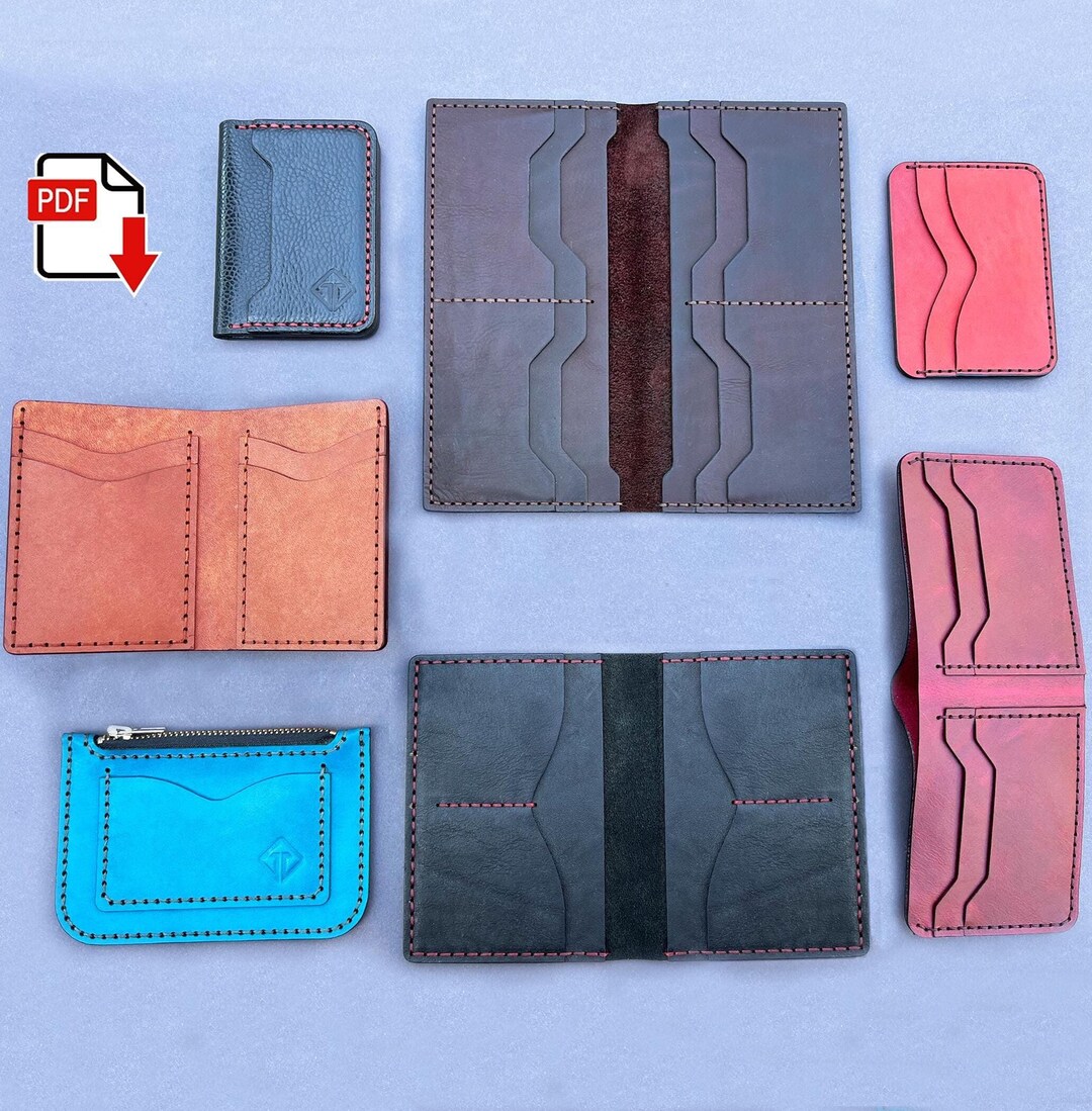 Set of 7 Wallet Patterns | Leather Wallet PDF Bundle| Wallet Pattern ...