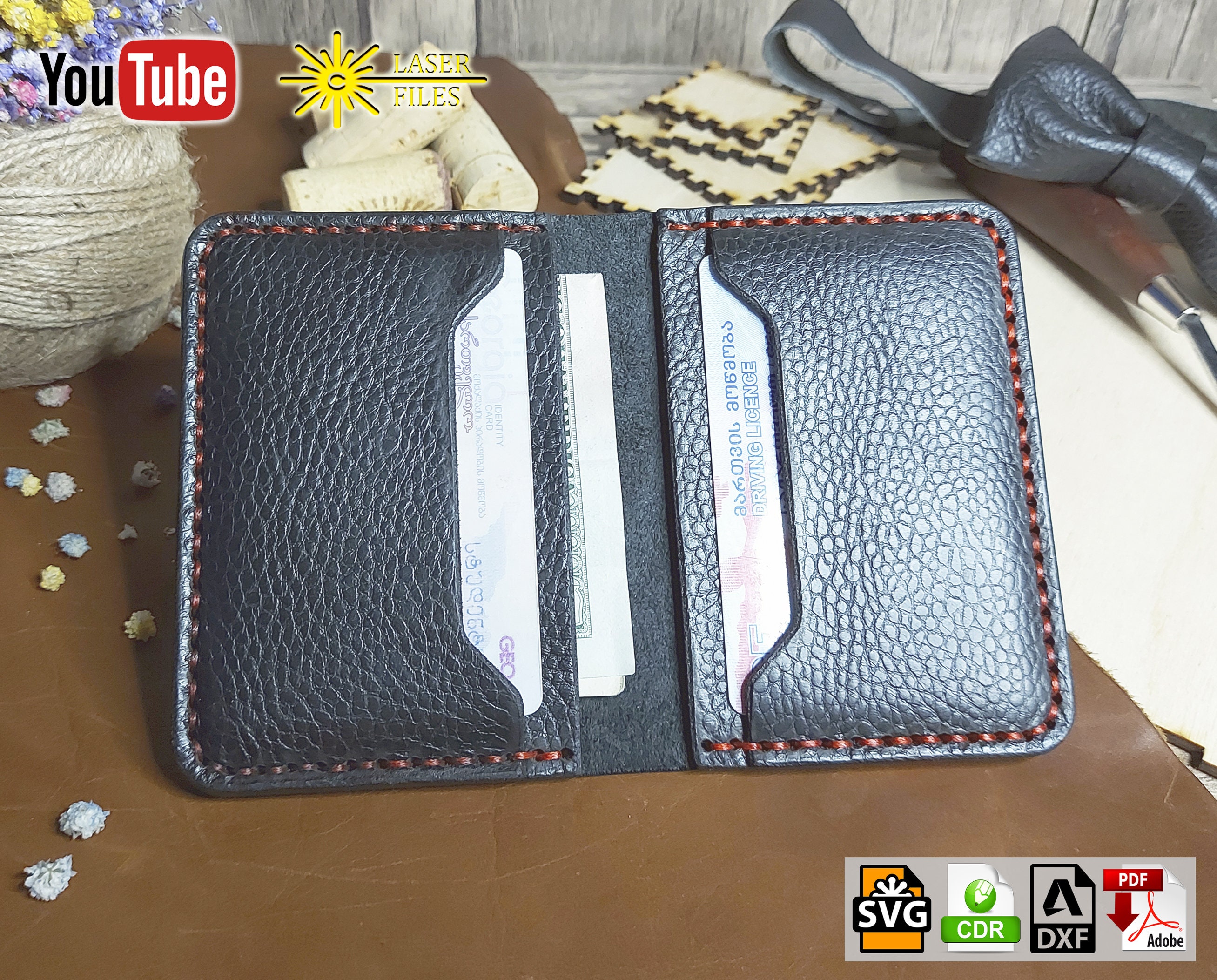 Leather Wallet Pattern SVG PDF DXF Cdr Wallet Pattern Pdf - Etsy