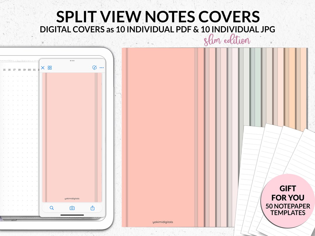 Digital Notebook Covers for Split Screen, Goodnotes Noteshelf Notes ...