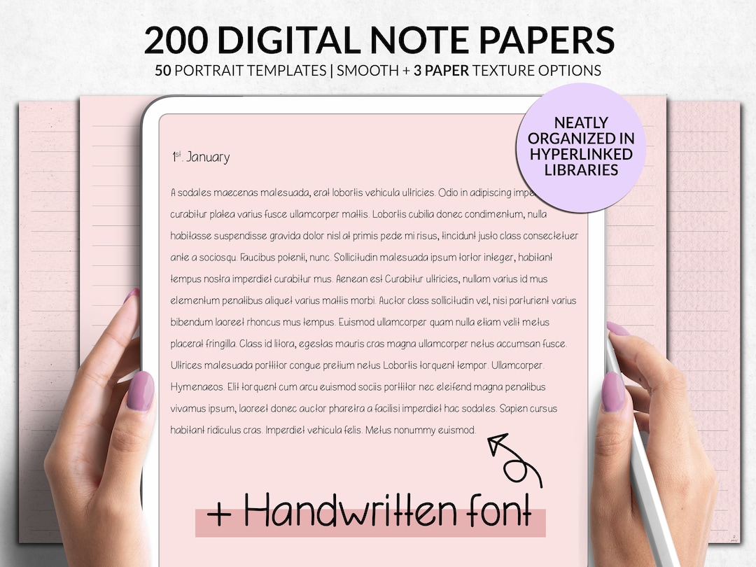 Digital Notepaper Templates With Handwritten Notes Taking Font, Digital ...