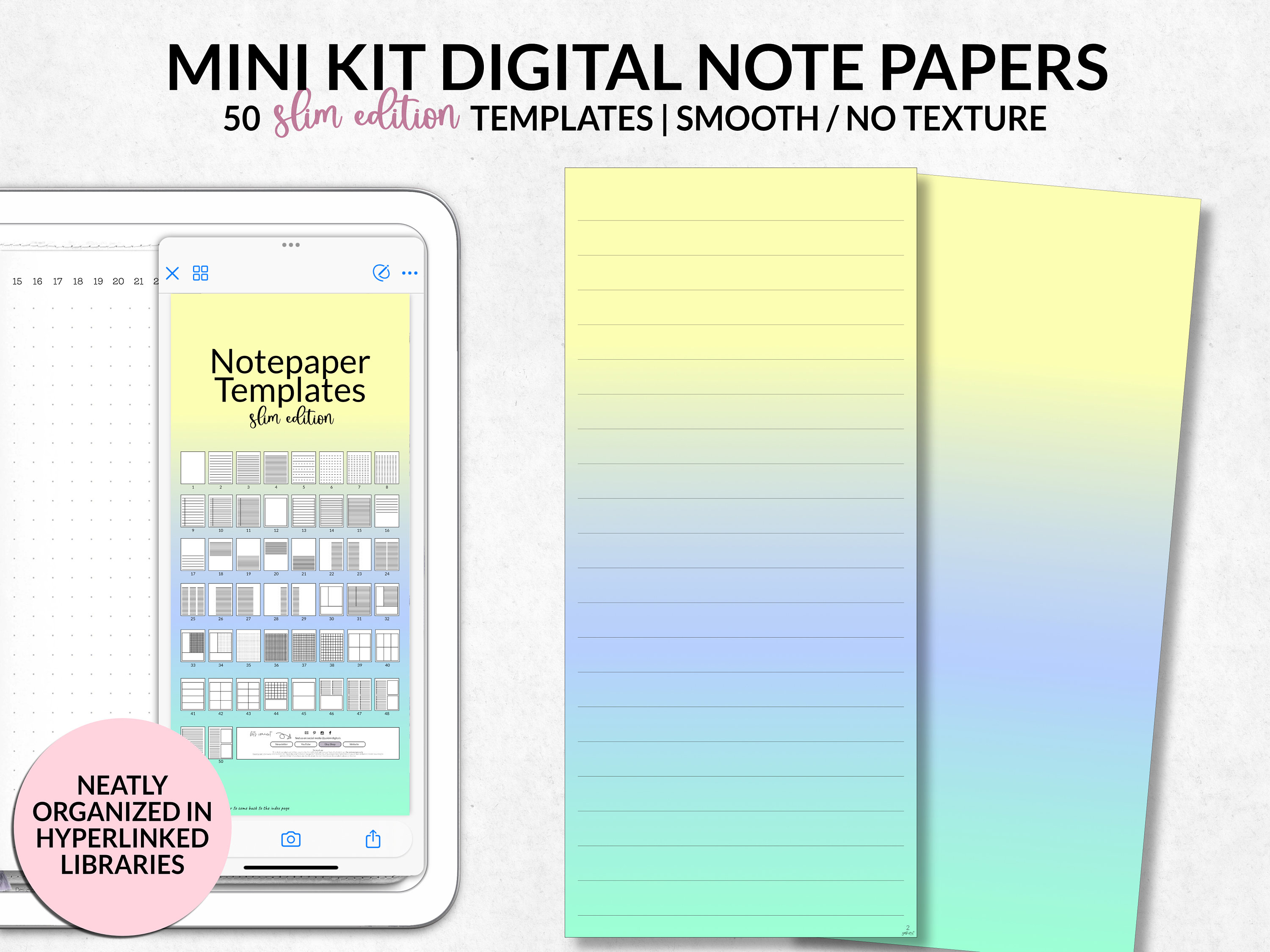 Digital Notepaper Templates, Mini Kit Gradient Digital Notebook Paper ...