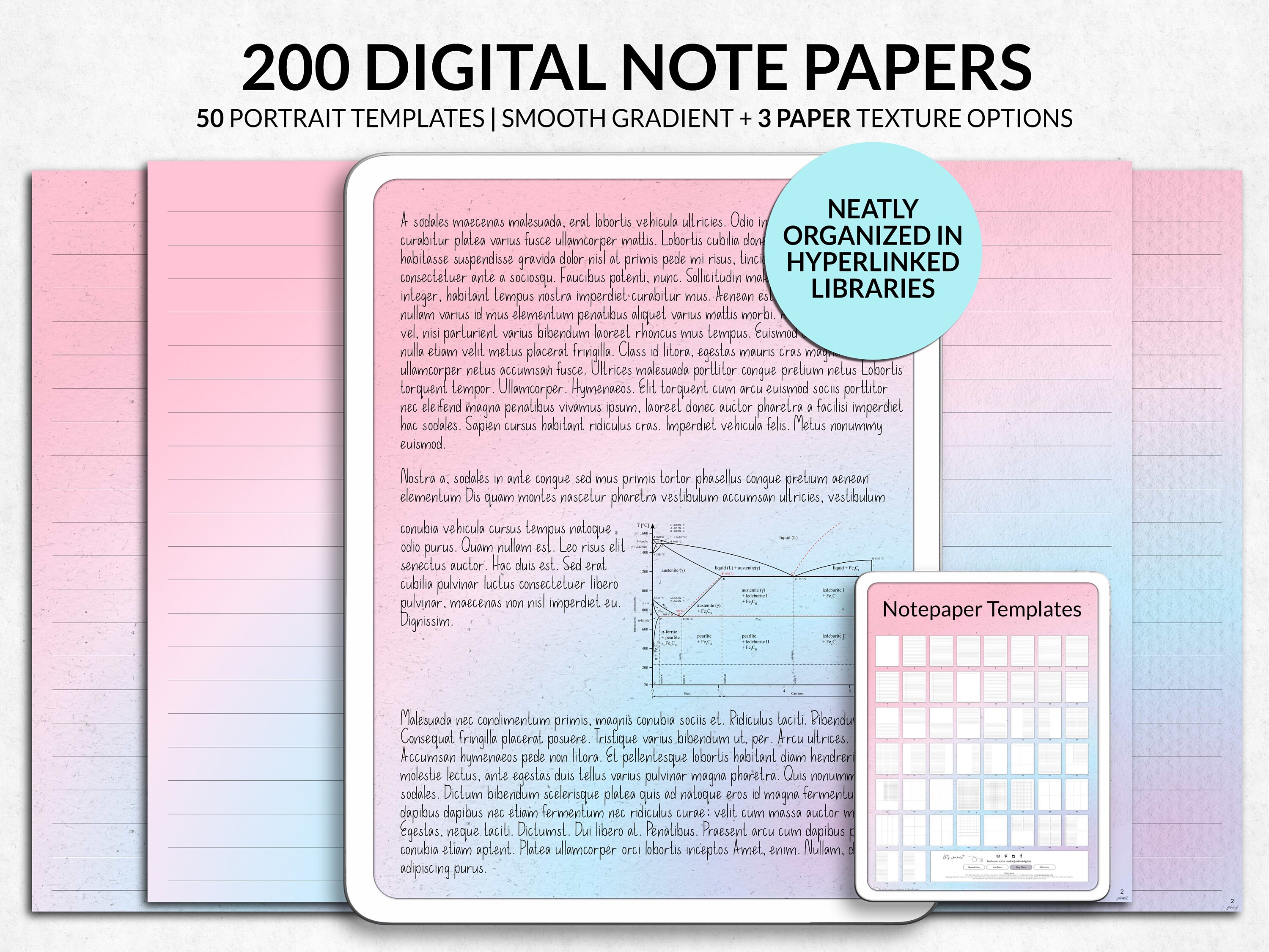 Digital Notepaper Templates, Paper Texture Digital Notebook Paper ...