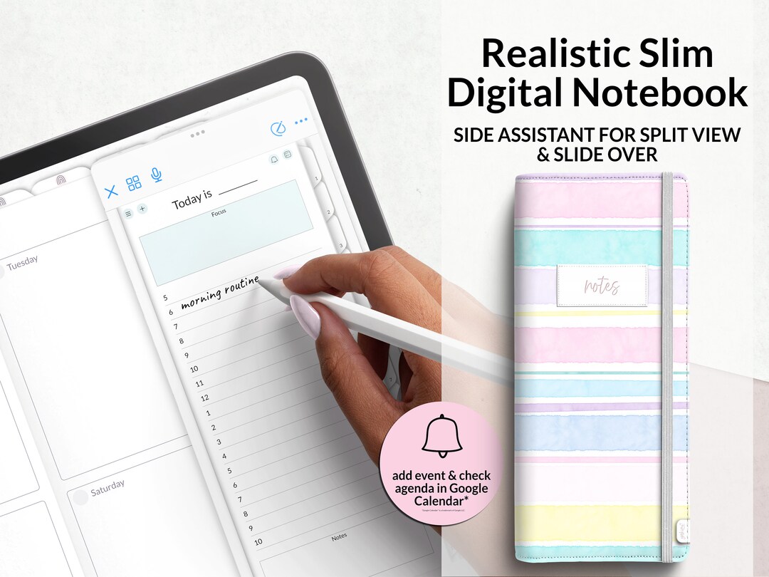 Split View Realistic Digital Goodnotes Notebook With Tabs, Digital ...