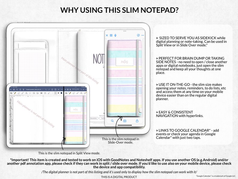 Split View Realistic Digital Goodnotes Notebook With Tabs, Digital ...