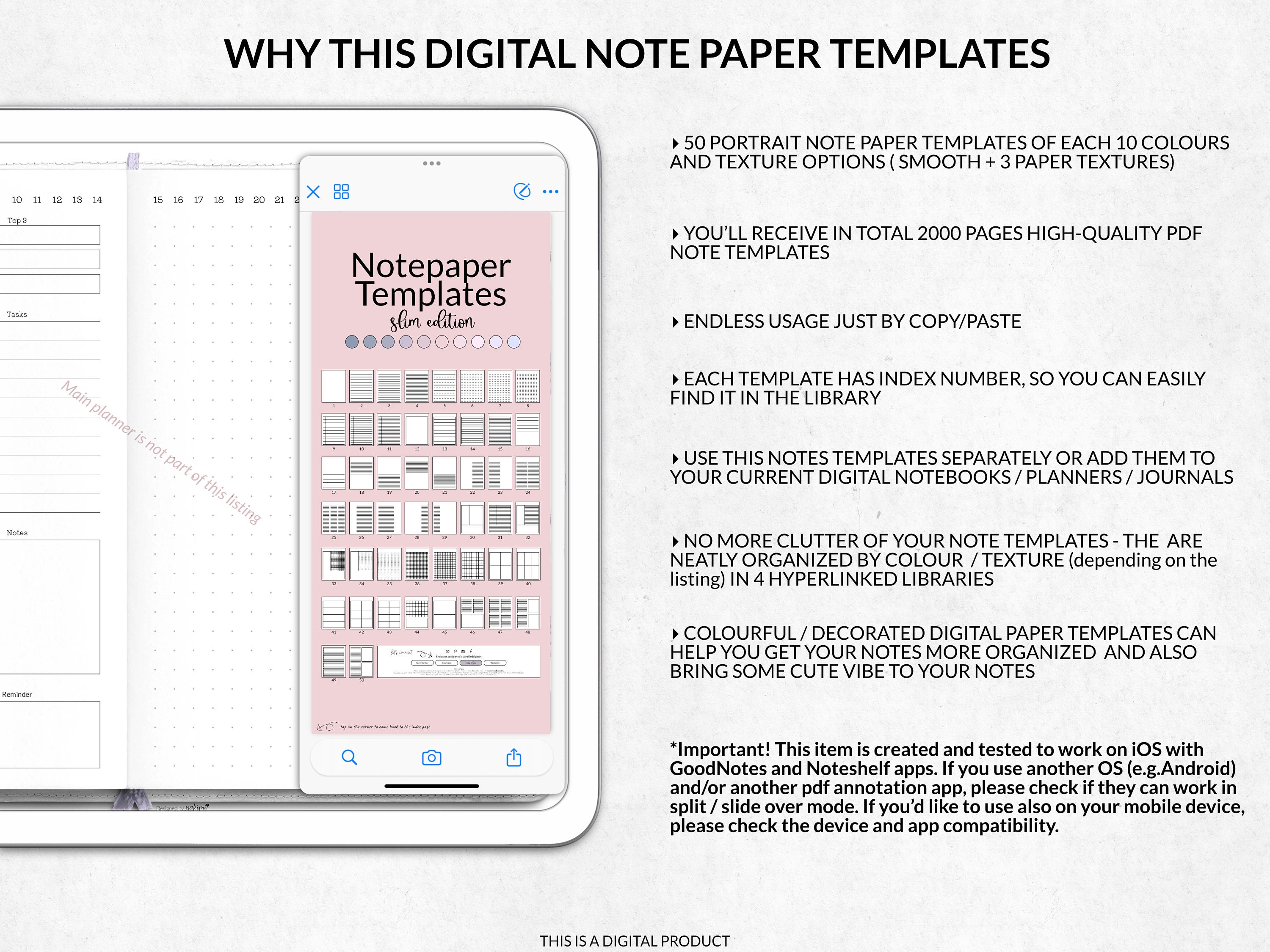 Digital Notebook Template for Split Screen on iPad Goodnotes Noteshelf ...