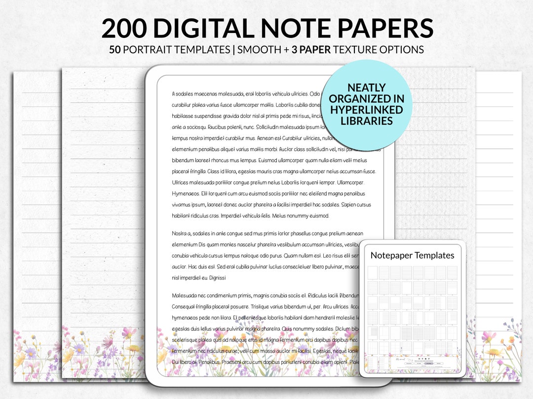 Digital Notepaper Templates, Paper Texture Digital Notebook Paper ...