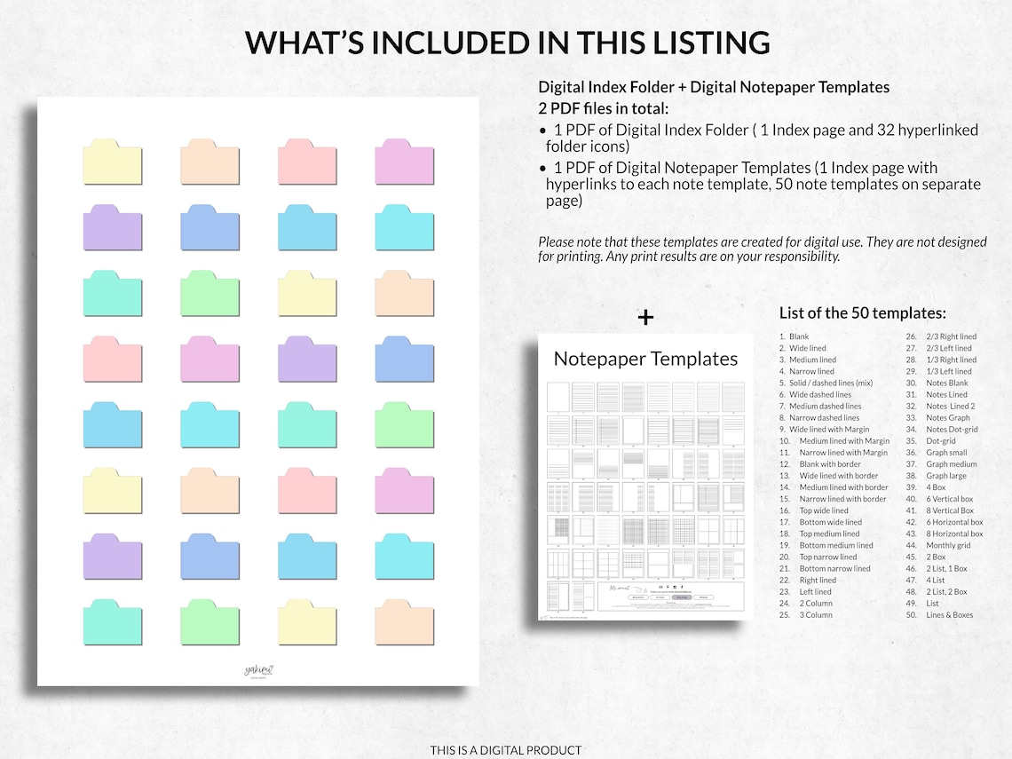 Digital Index Folder Organizer for Digital Notebook Templates and ...