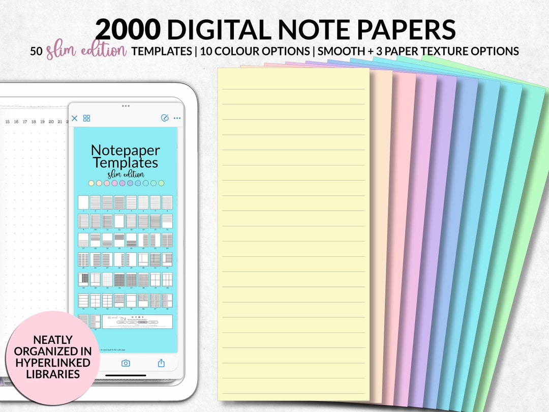 Digital Notebook Template for Split Screen, Digital Note Taking Widget ...