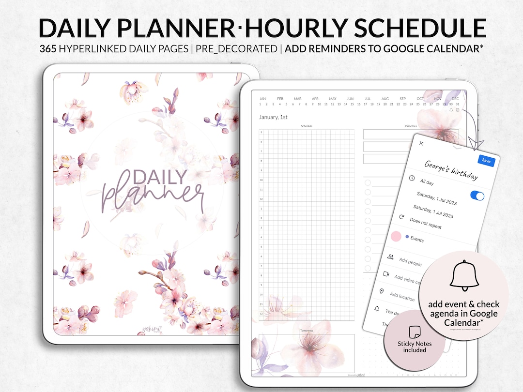 Daily Planner Digital Undated, Daily Schedule Simple Digital Planner ...