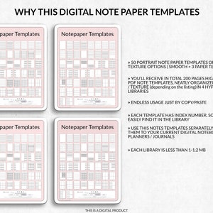 Digital Notepaper Templates With Handwritten Notes Taking Font, Digital ...