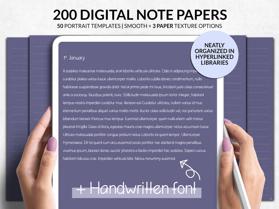 Digital Notepaper Templates With Handwritten Notes Taking Font, Digital ...