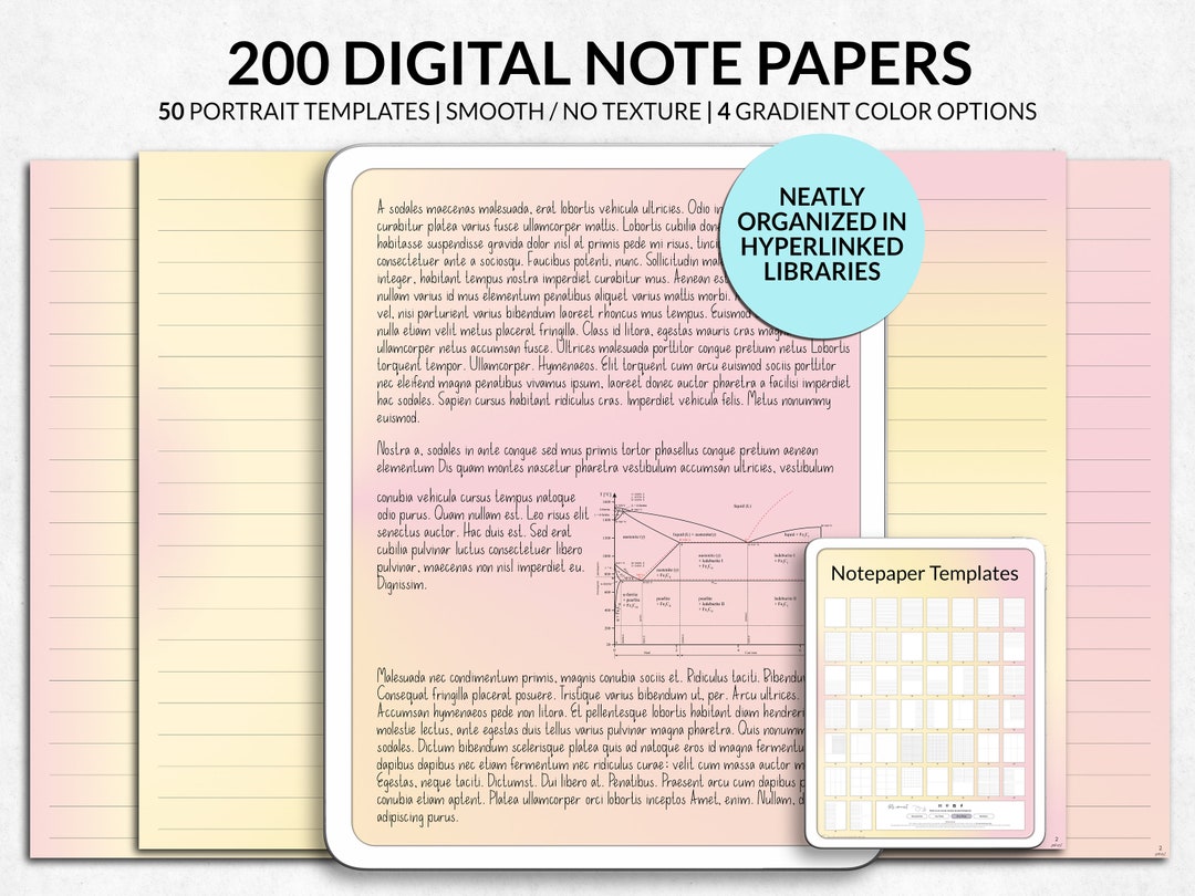 Digital Notepaper Templates, Gradient Digital Notebook Paper, Digital ...