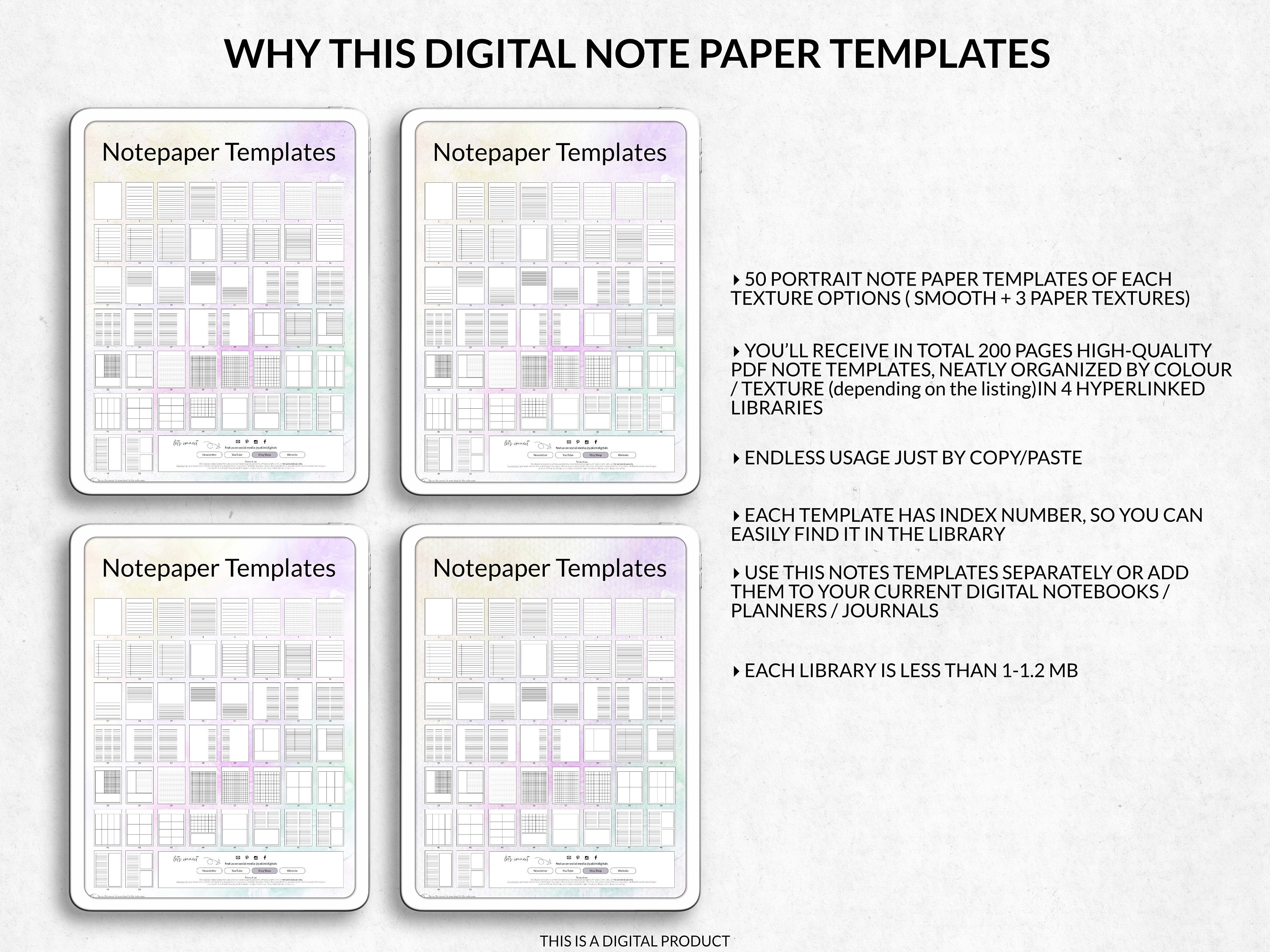 Digital Note Taking Templates, Digital Notebook Paper, Digital ...