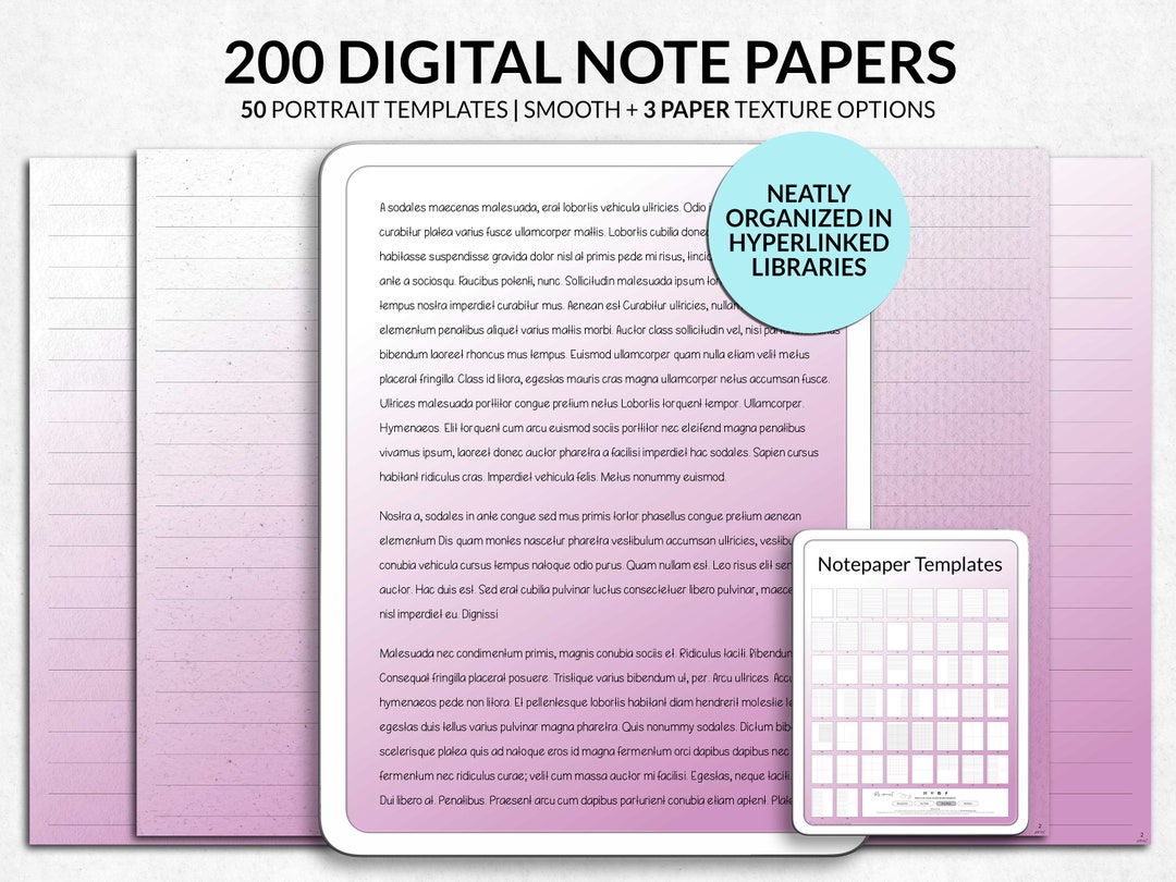 Gradient Digital Notebook Paper, Digital Notepaper Templates, Digital ...