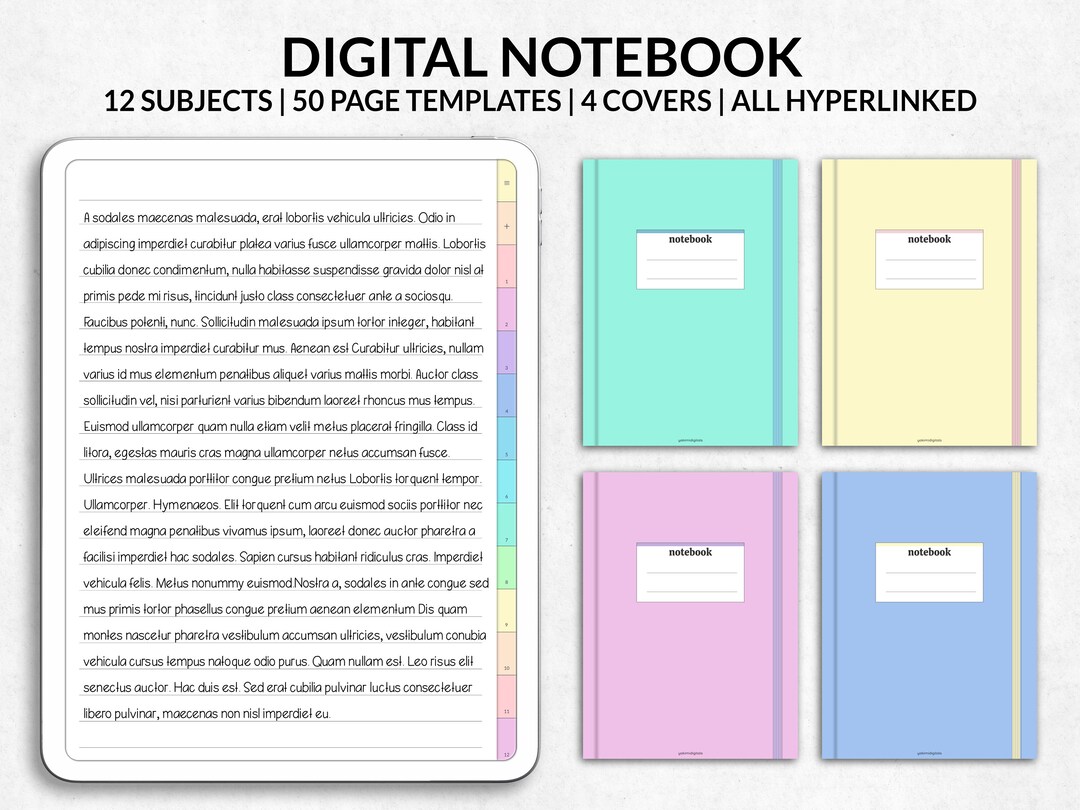 Digital Notebook for iPad and Android, Portrait Digital Notebook Covers ...
