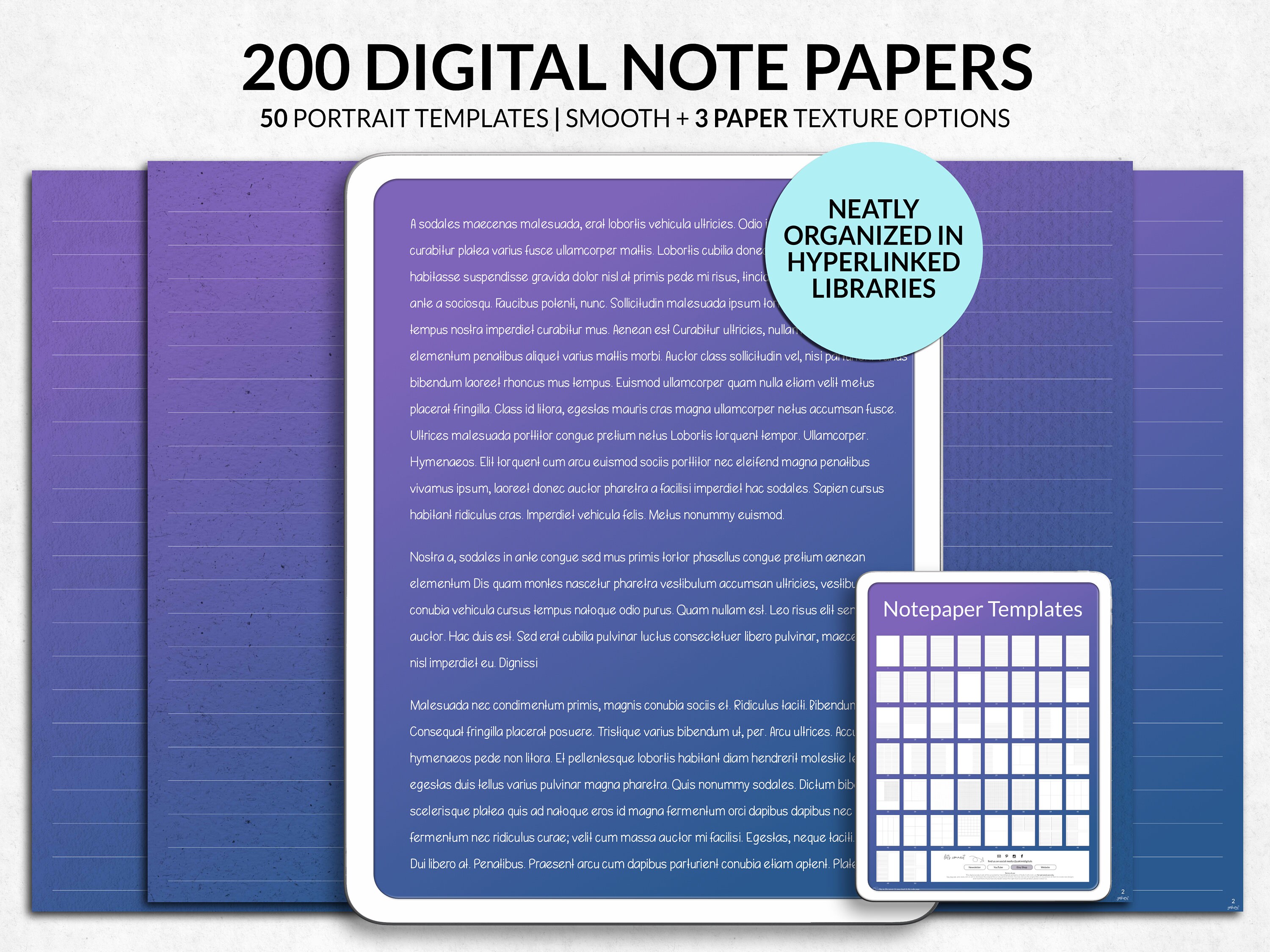 Digital Notepaper Templates, Paper Texture Digital Notebook Paper ...