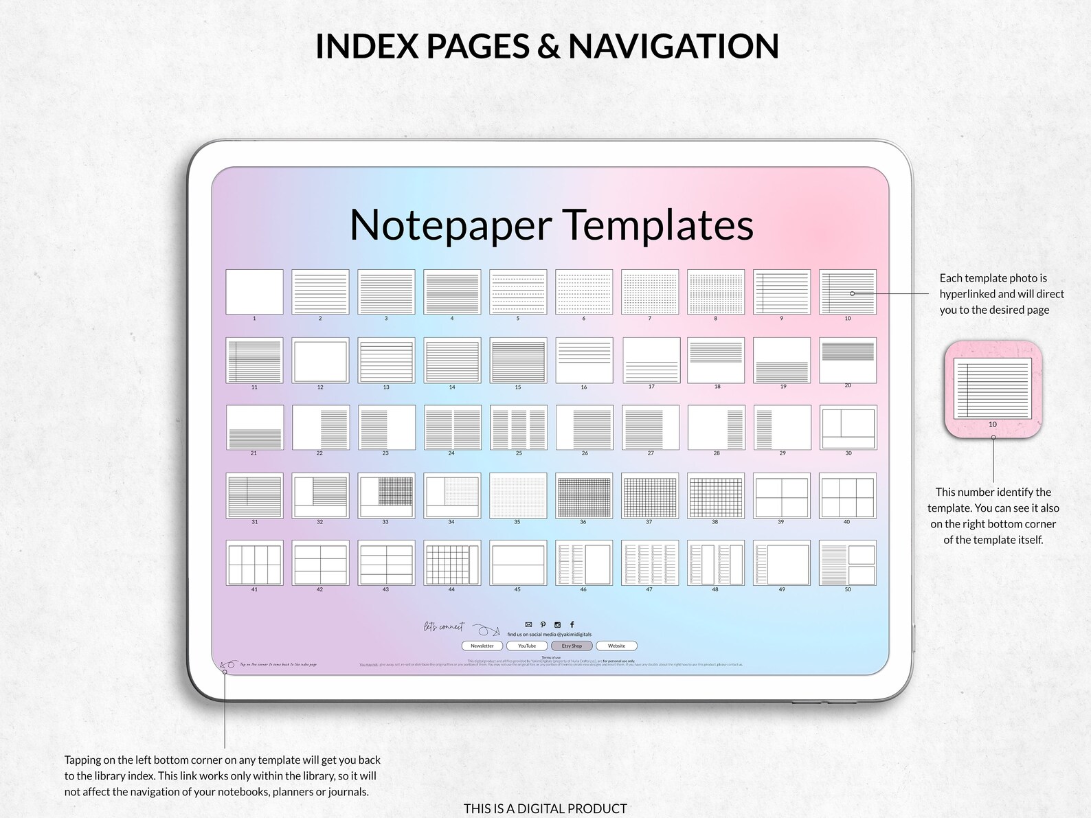Digital Notes Paper, Landscape Digital Notebook Paper, Digital Note ...