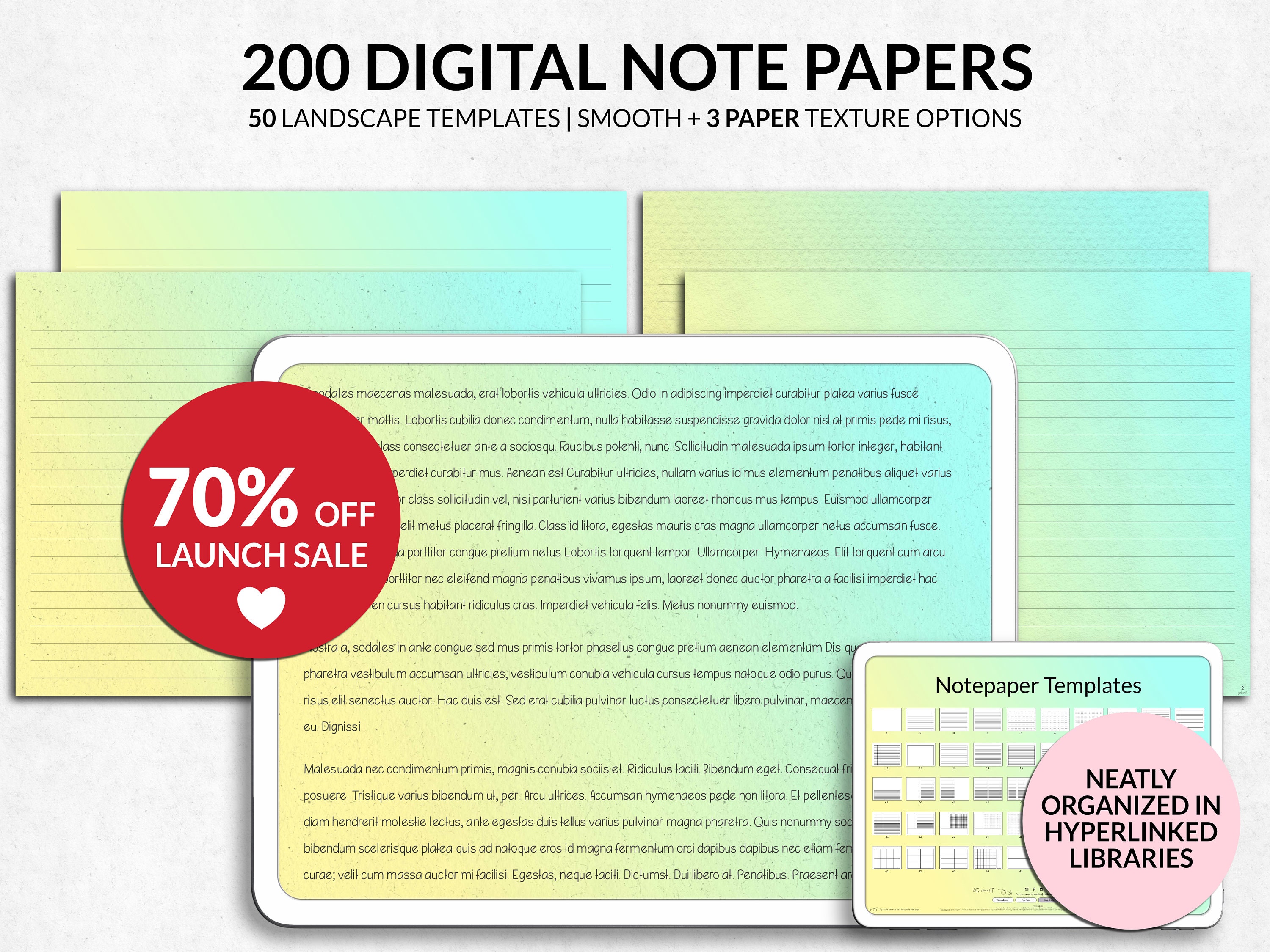Digital Notes Paper Landscape Digital Notebook Paper Digital - Etsy
