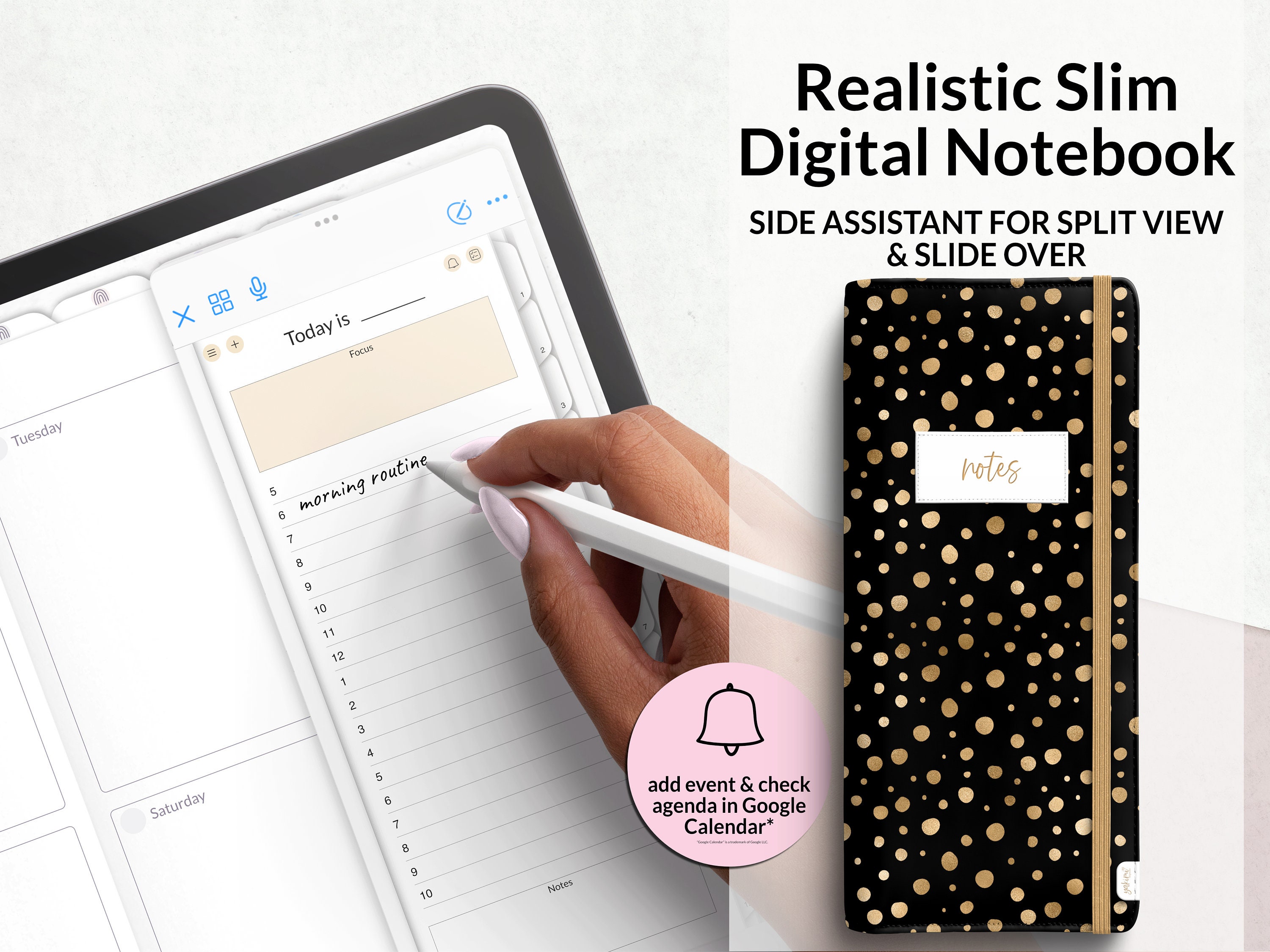 Realistic Digital Goodnotes Notebook With Tabs, Split View Digital ...