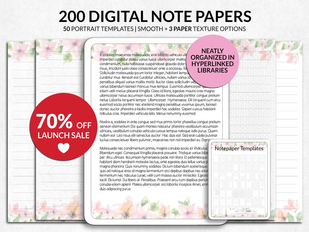 Digital Notepaper Templates, Paper Texture Digital Notebook Paper ...