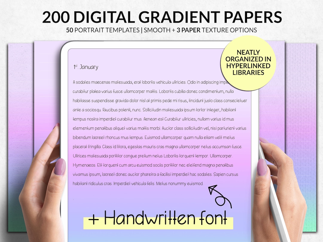 Digital Notepaper Templates With Handwritten Notes Taking Font, Digital ...