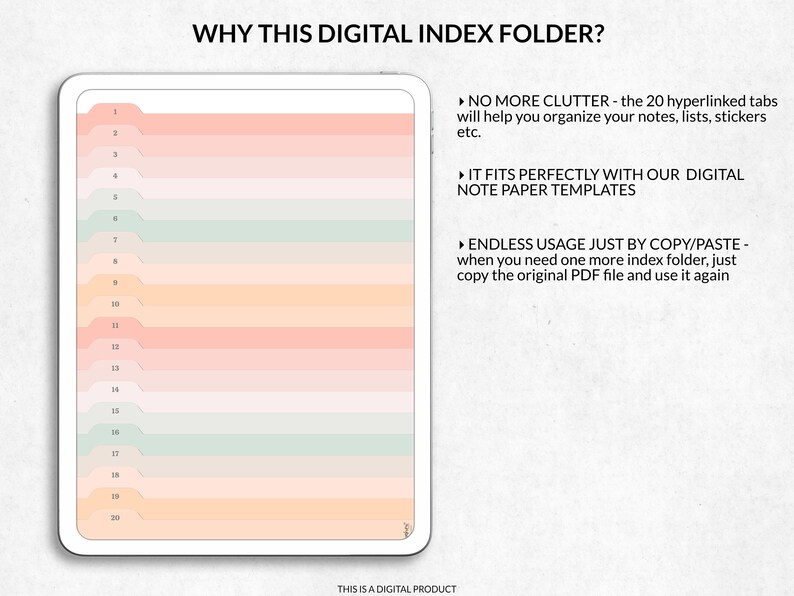 Digital Notes Organizer, Digital Index Folder for Digital Notebook ...
