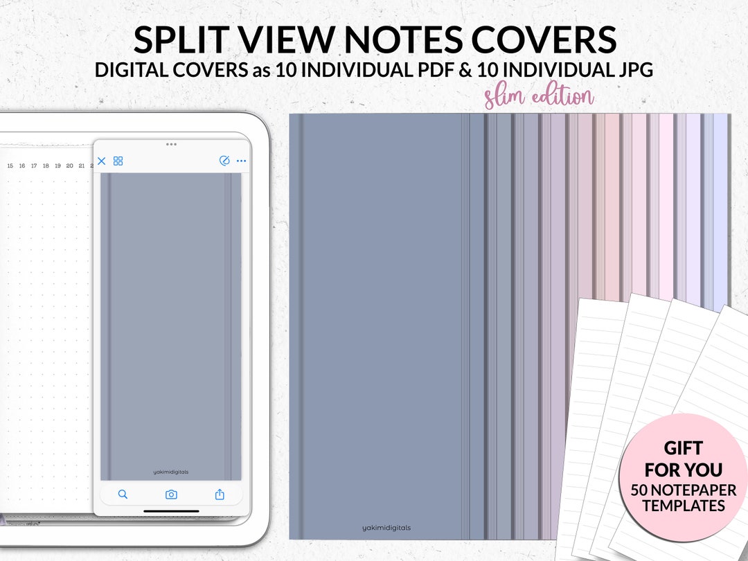 Digital Notebook Covers, Split Screen, Goodnotes Noteshelf (PDF, JPG ...