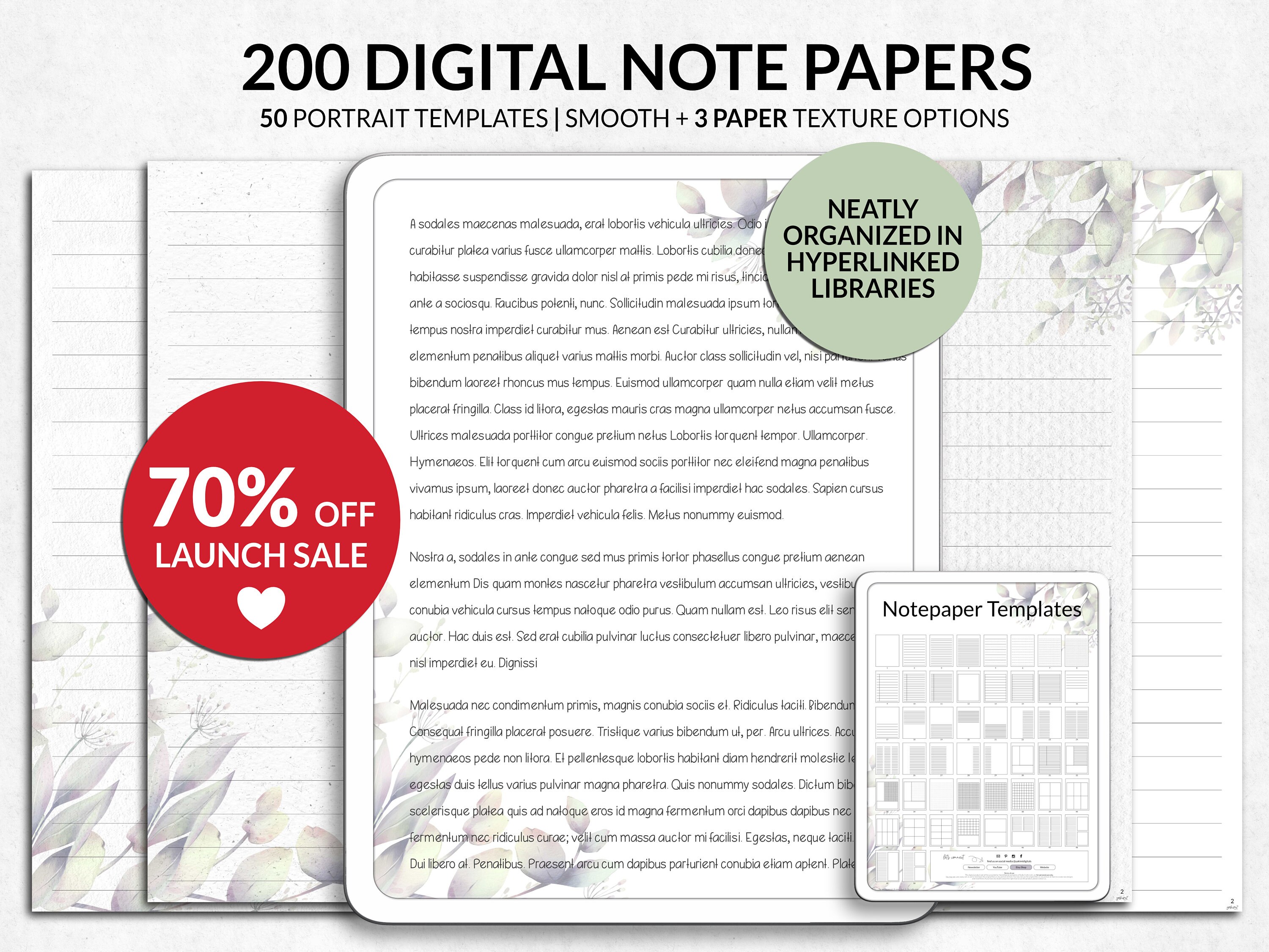 Digital Notepaper Templates, Paper Texture Digital Notebook Paper ...