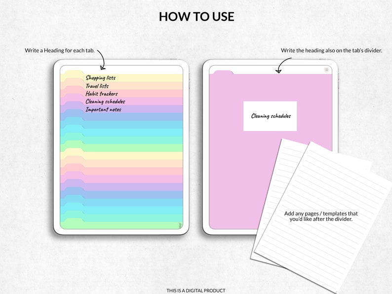 Digital Index Folder Organizer for Digital Notebook Templates and ...