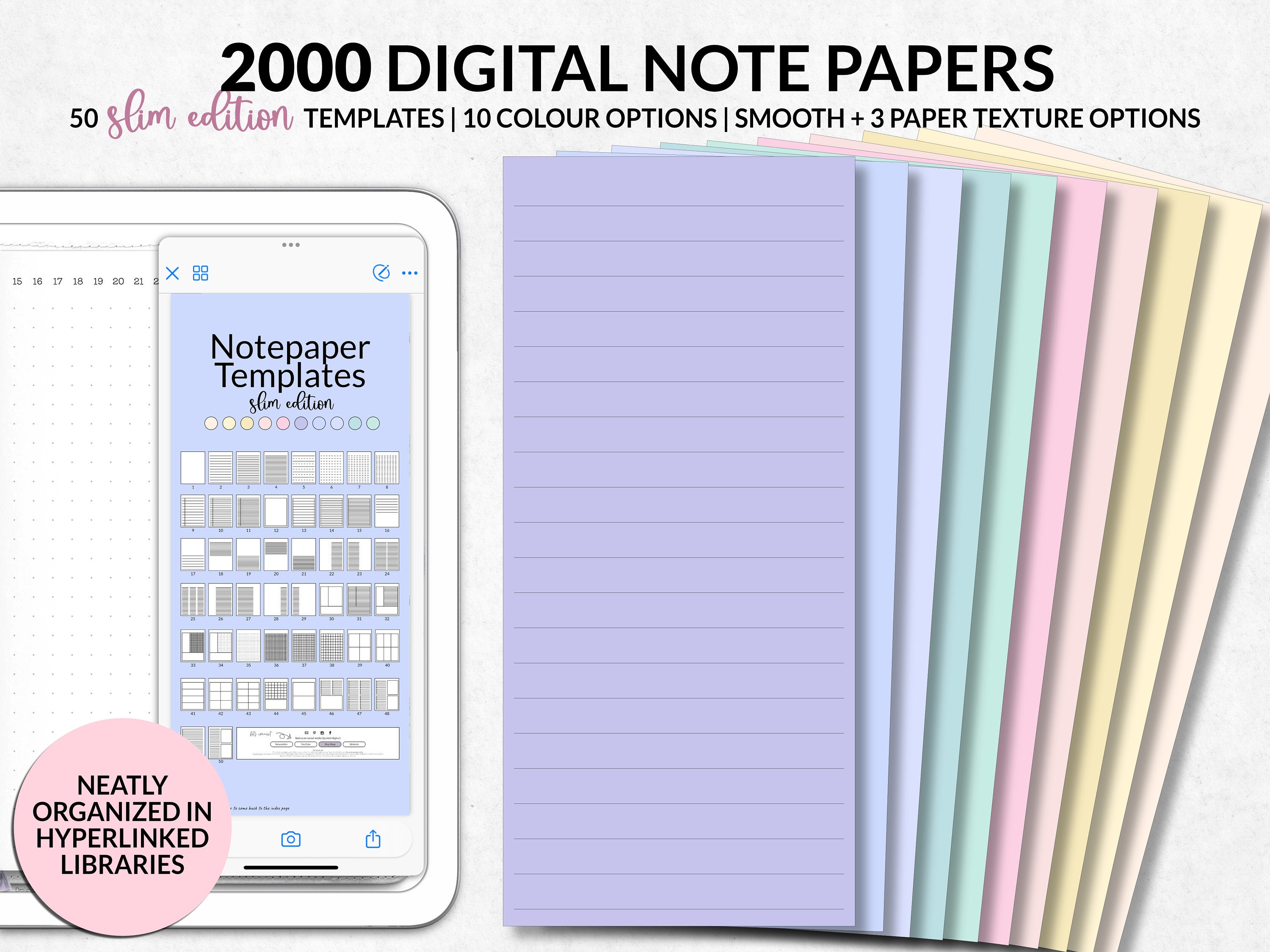 Digital Notebook Template for Split Screen, Digital Note Taking Widget ...