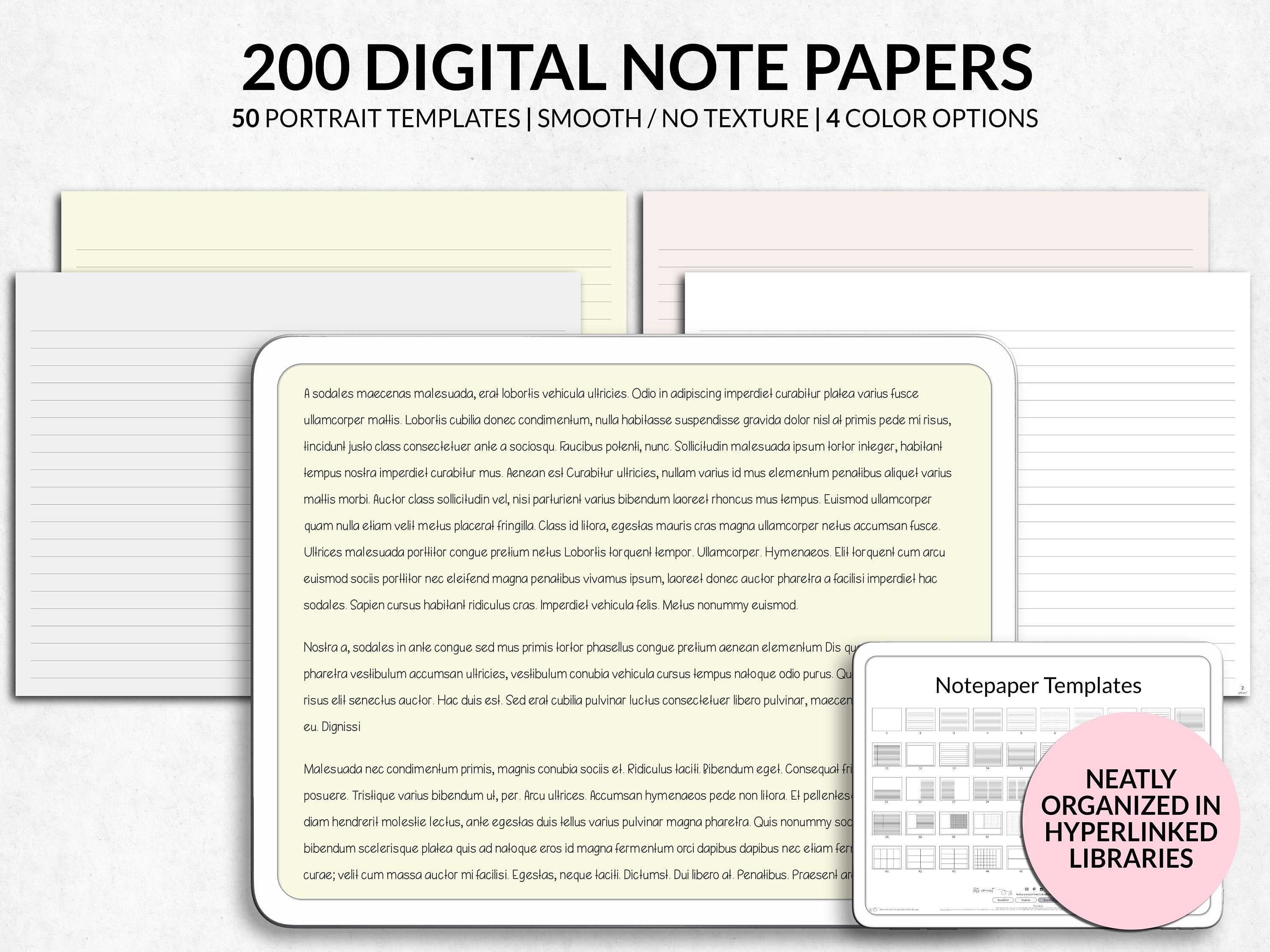Digital Notepaper Templates, Digital Notebook Paper, Light Colours ...