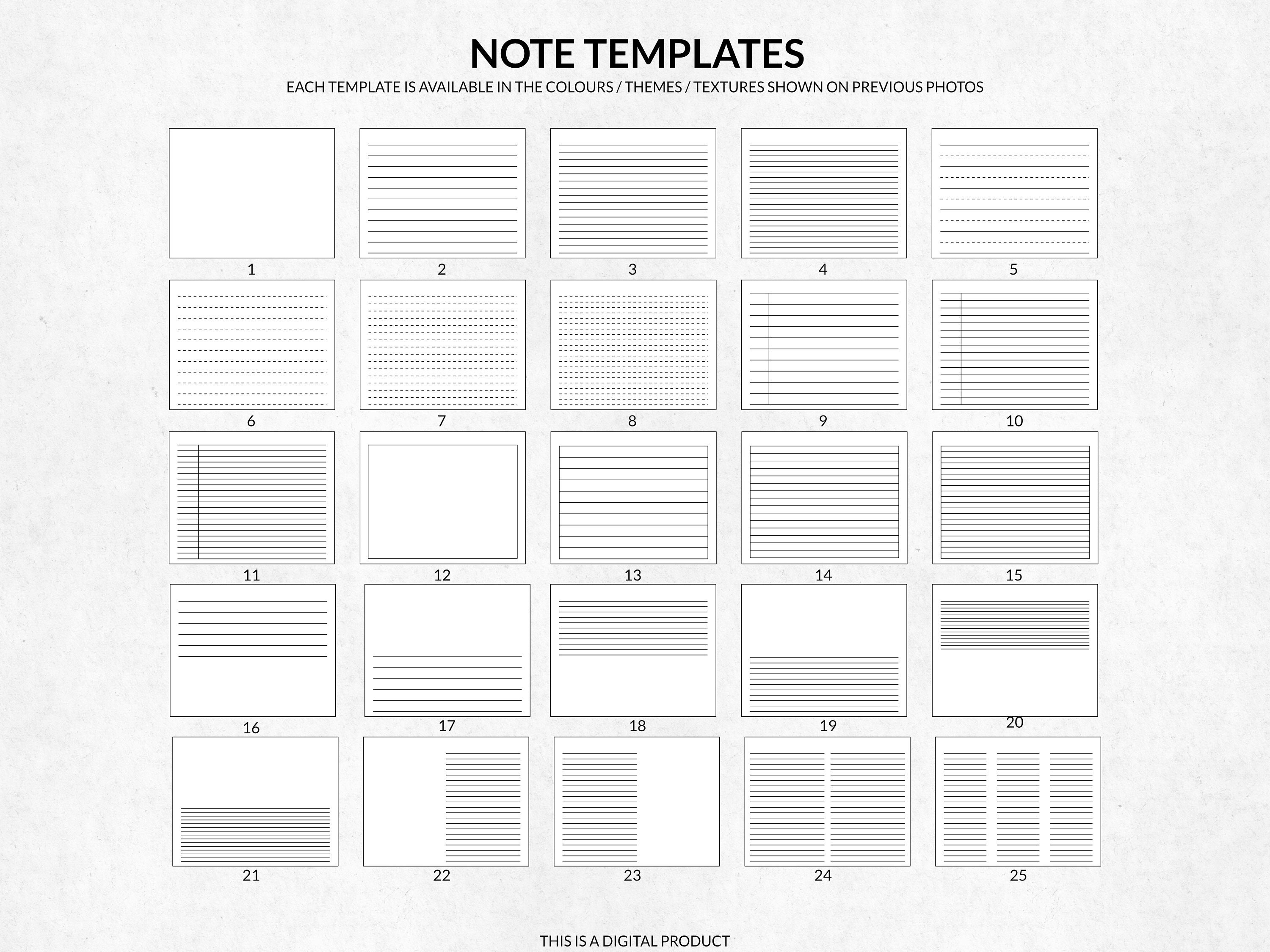 Digital Notes Paper, Landscape Digital Notebook Paper, Digital Note ...