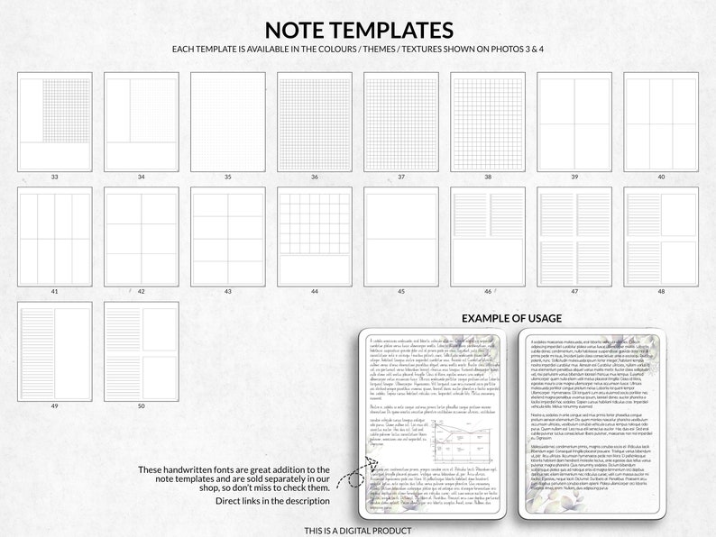 Digital Notepaper Templates Paper Texture Digital Notebook - Etsy
