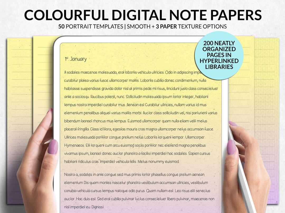Digital Notepaper Templates, Gradient Digital Notebook Paper, Digital ...