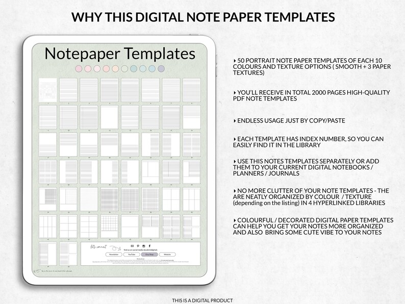 Digital Note Taking Template Goodnotes Digital Notepad - Etsy