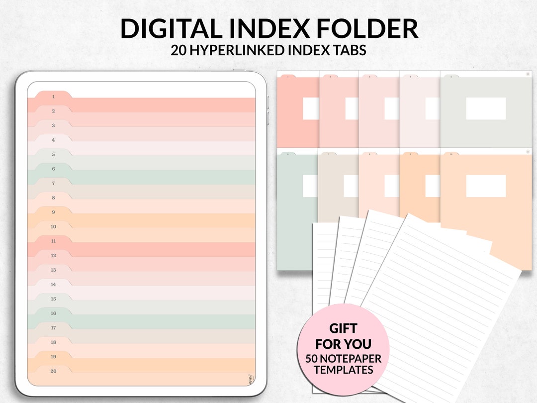 Digital Notes Organizer, Digital Index Folder for Digital Notebook ...