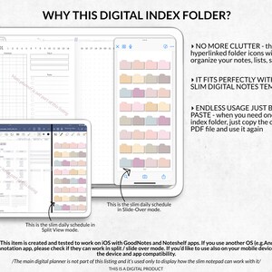 Digital Index Organizer for iPad Digital Planner Notebook Note Sticker and Journal, Split ...