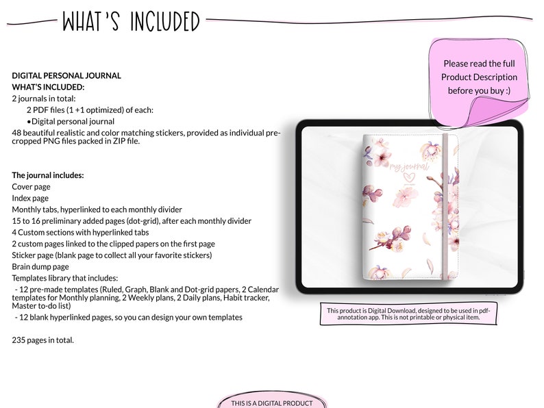 Digital Realistic Journal, Hyperlinked, Personal Diary, Goodnotes ...