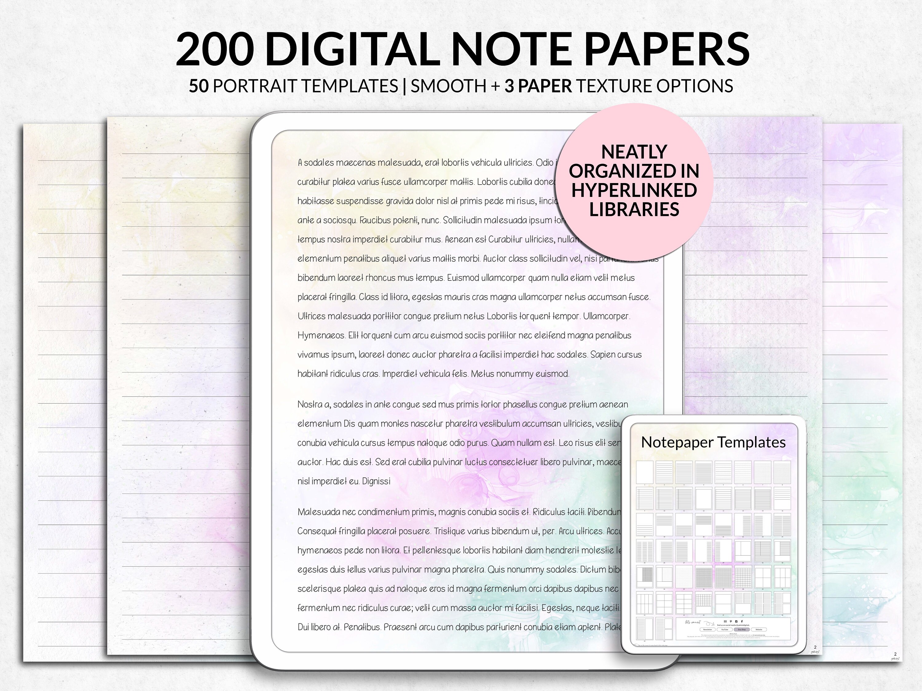Digital Note Taking Templates, Digital Notebook Paper, Digital ...