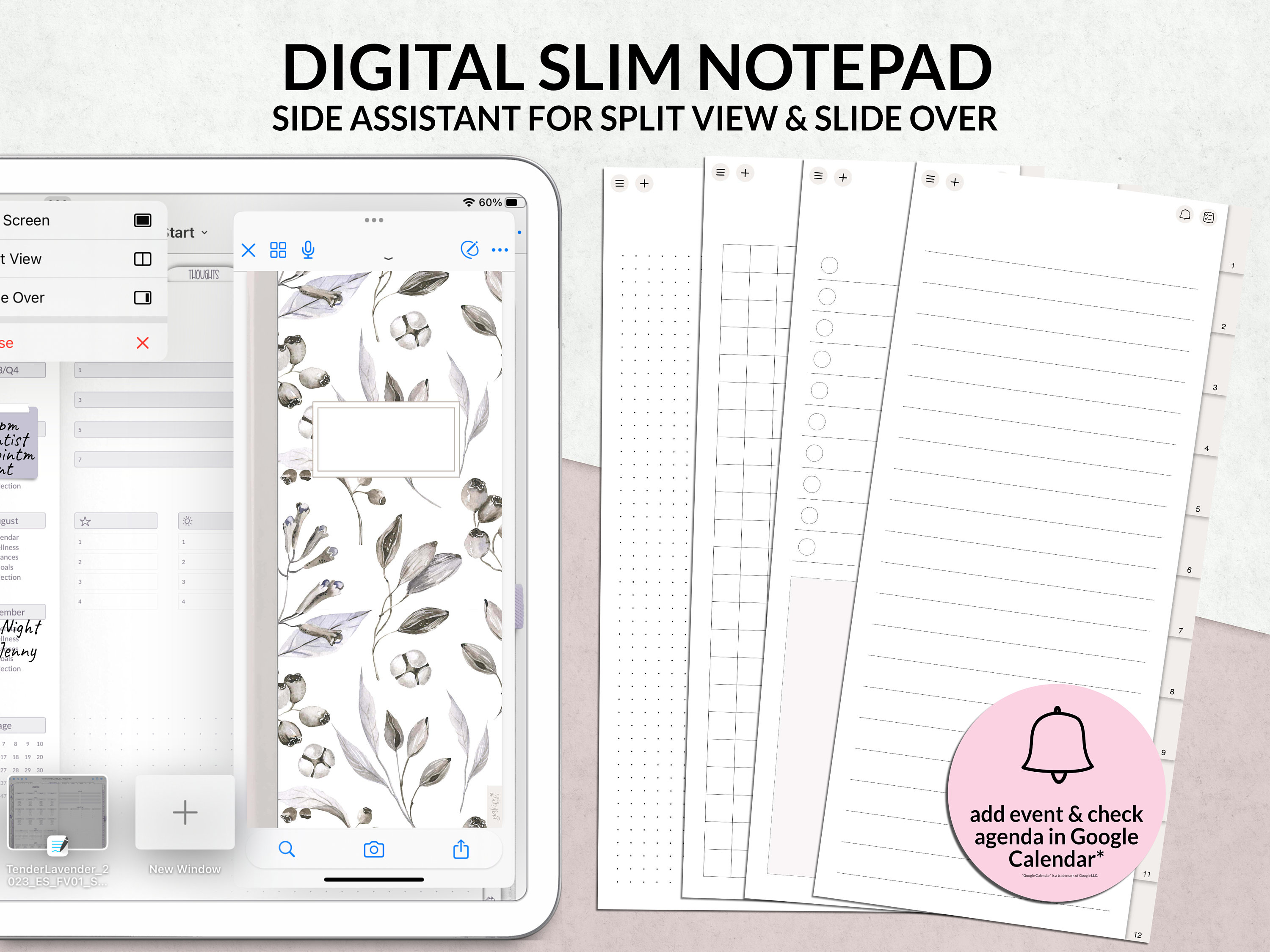Split Screen Digital Notebook, Slim Digital Notepad, Digital Planner ...