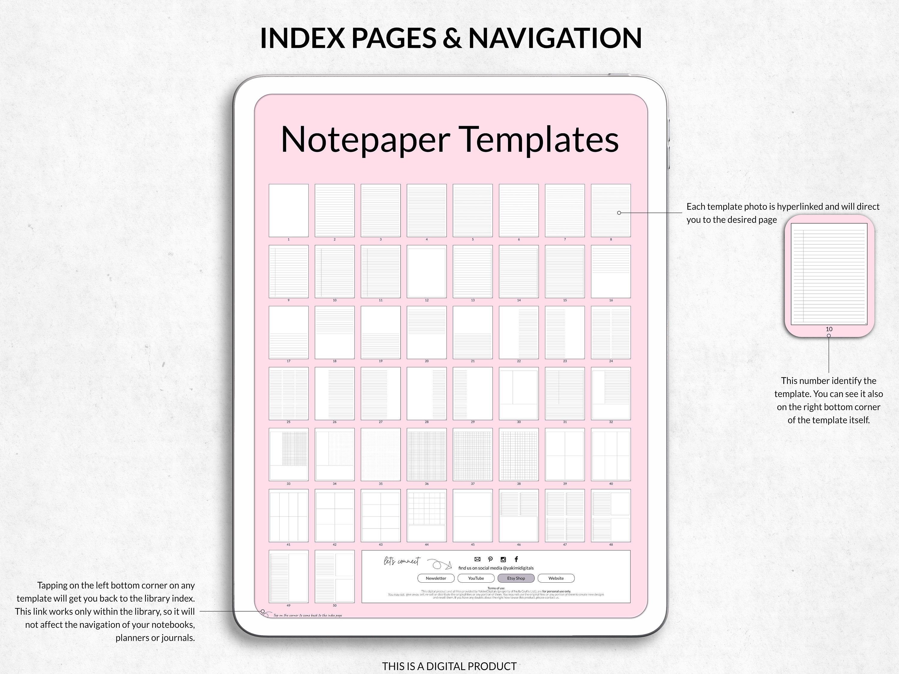 Digital Notepaper Templates, Pastel Digital Notebook Paper, Digital ...