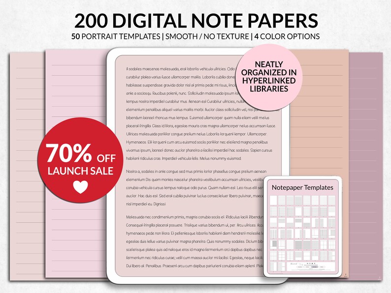 Digital Notepaper Templates, Nude Digital Notebook Paper, Digital Note ...
