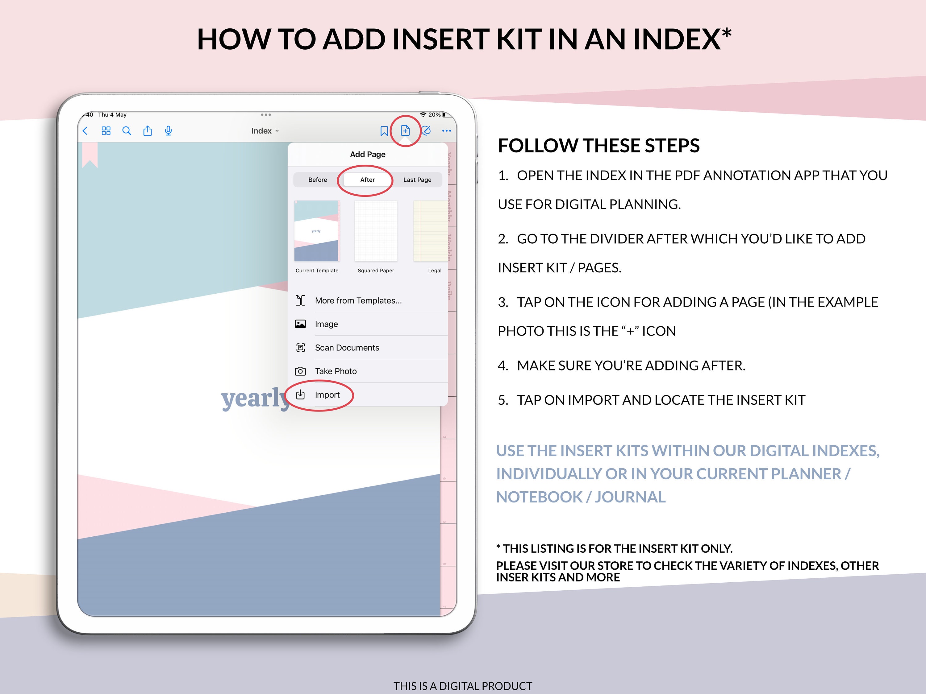 Digital Planner Insert Kit Digital Notebook for Customizable - Etsy